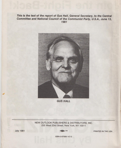 Join the Fight-Back! Organize! - PB 1981 Communist Party USA Gus Hall ...