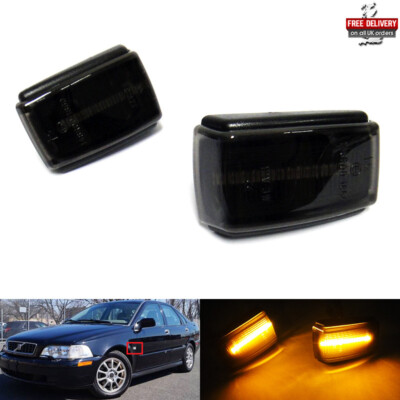 2x Black Side Indicator LED Repeater Light For Volvo C70 S40 V40 S70 ...
