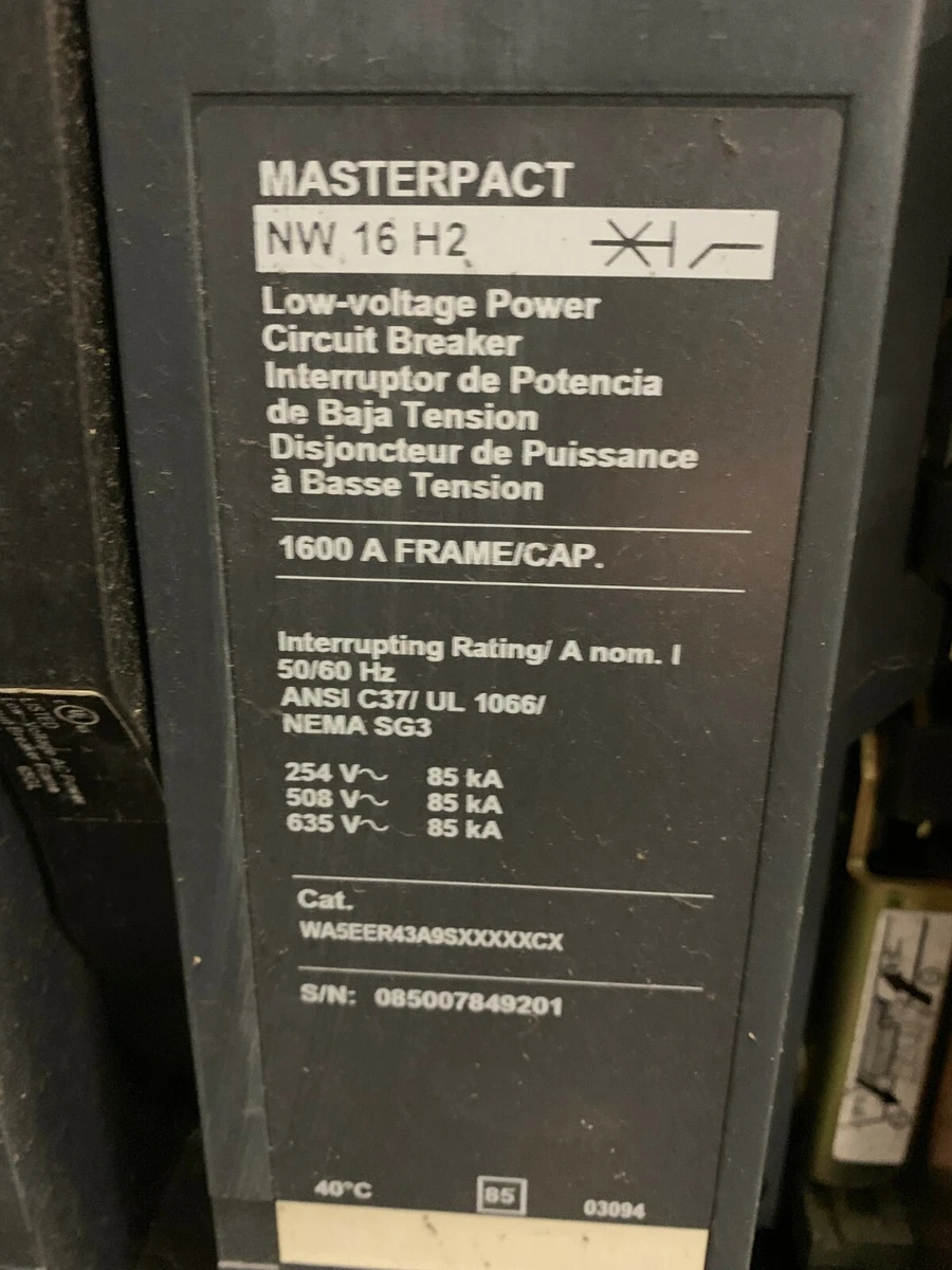 SCHNEIDER ELECTRIC MASTERPACT NW 16 H2 CIRCUIT BREAKER 1600, 46% OFF