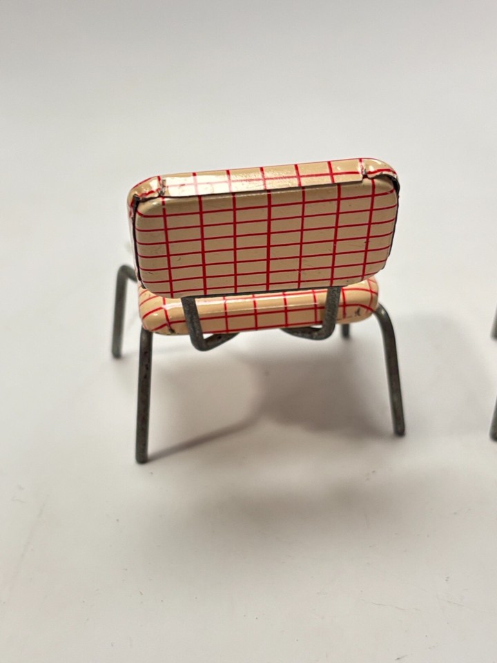 VTG Marusan? Japan TIN LITHO Dollhouse Kitchen Table Furniture Set Red ...