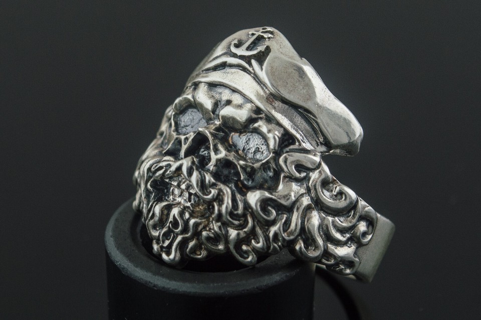 Pirate Skull Sailor Ring Anchor Symbol Signet Gothic Biker Jewelry | eBay