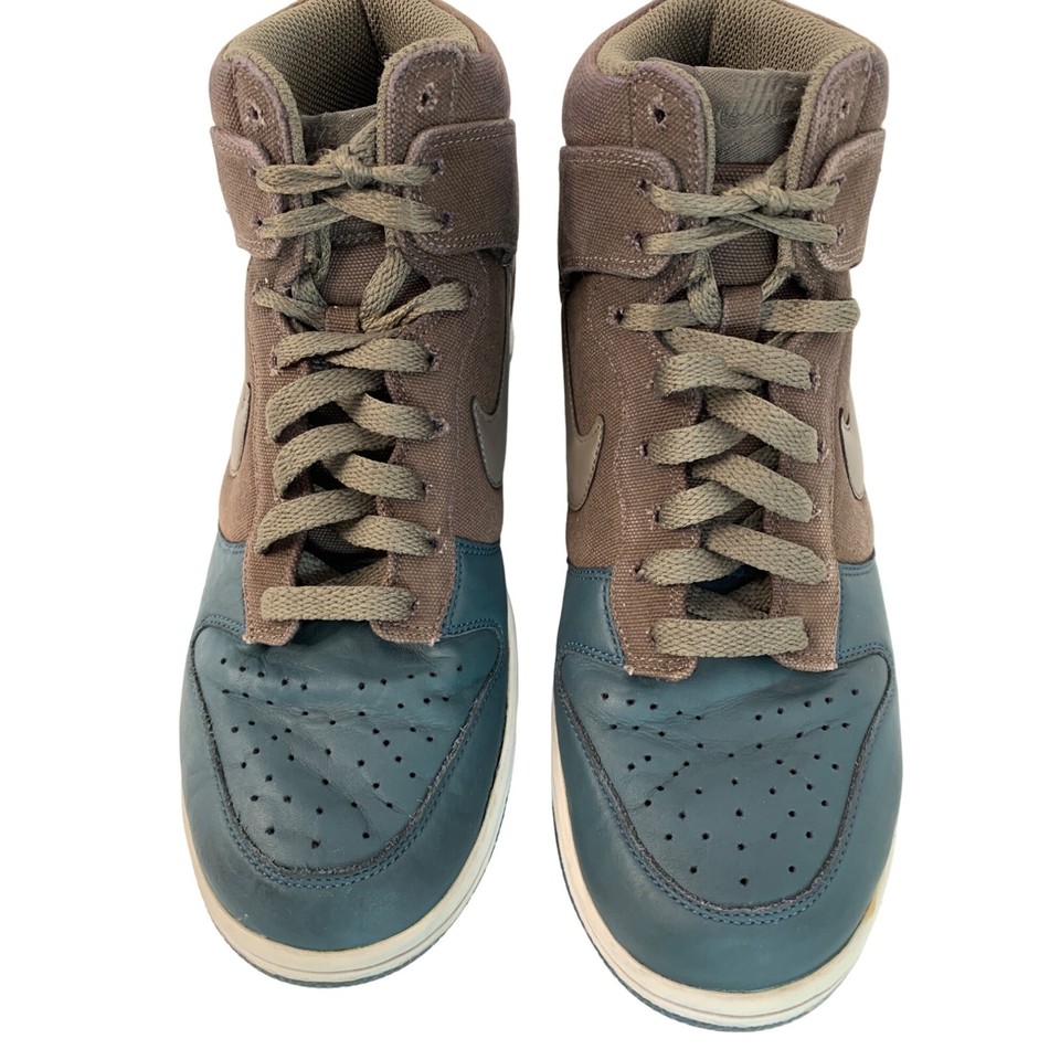 SAMPLE Mens Nike High Dunks Size 9 Brown Teal Canvas Suede GUC 7334 | eBay