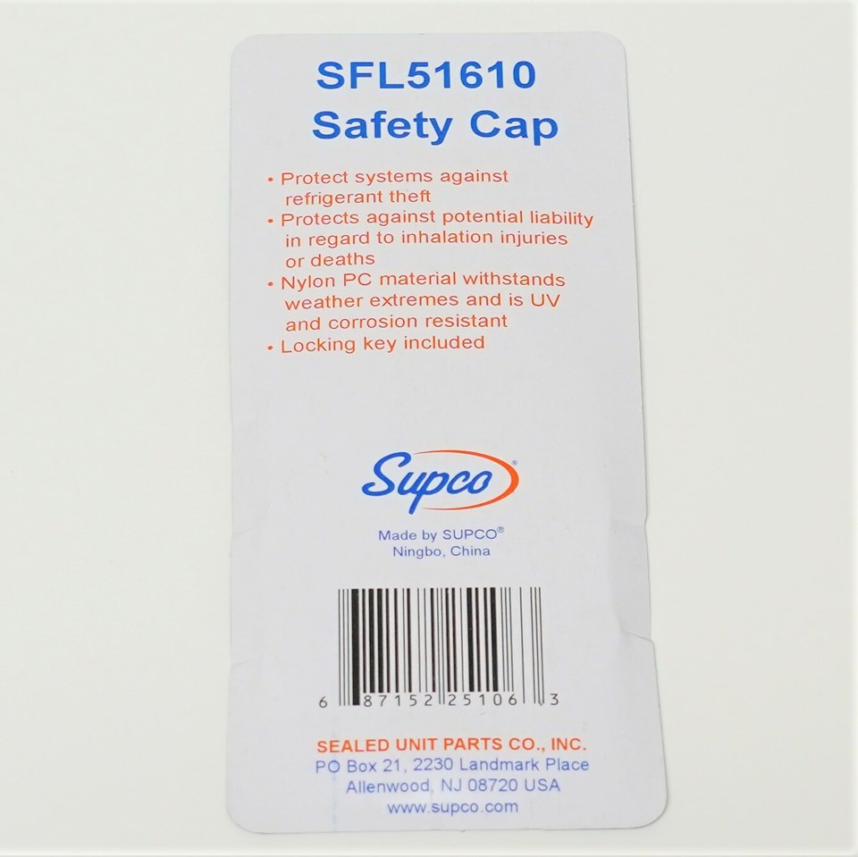 Supco SFL51610 Safety Access Locking Cap 5/16 In. 10 PK for HVAC ...