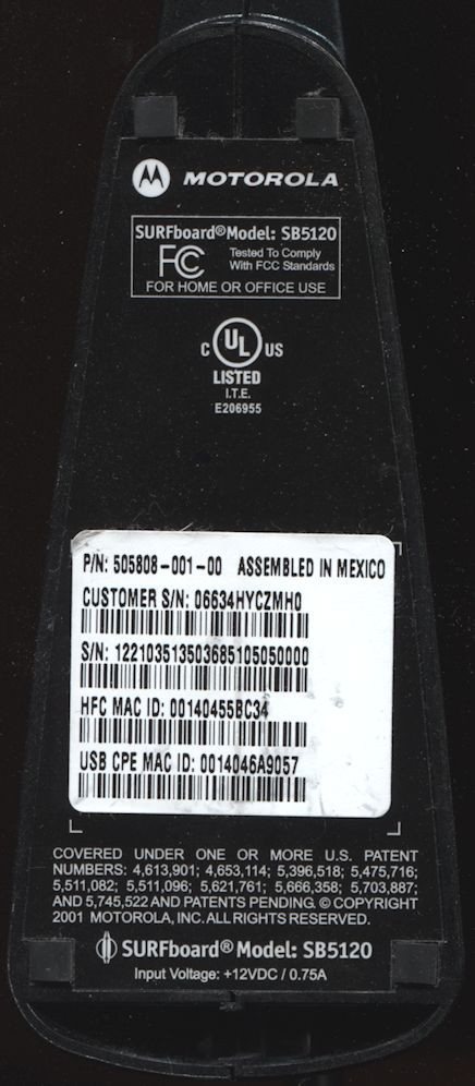 Motorola SURFboard SB5120 DOCSIS 2.0 Cable Modem | eBay