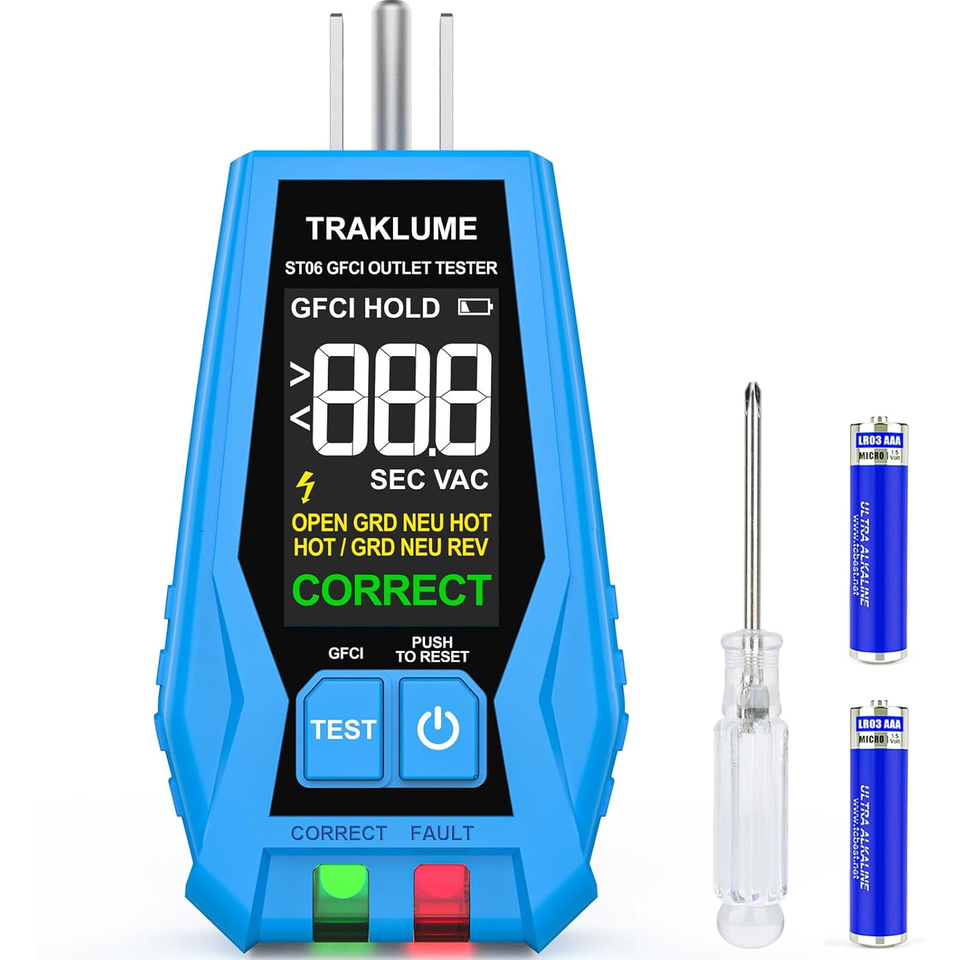 Outlet Tester with LCD Display Receptacle Tester with GFCI for Standard ...