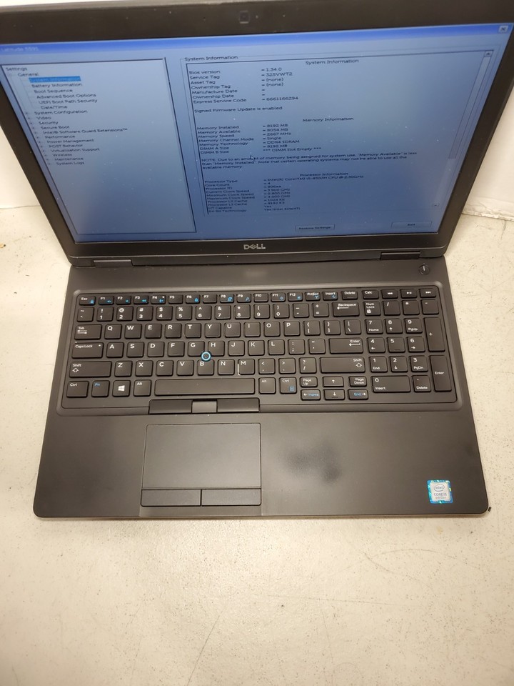 Dell Latitude 5591 15.6" Laptop i5-8300H 2.30GHz 8GB RAM No HDD/SSD/OS ...