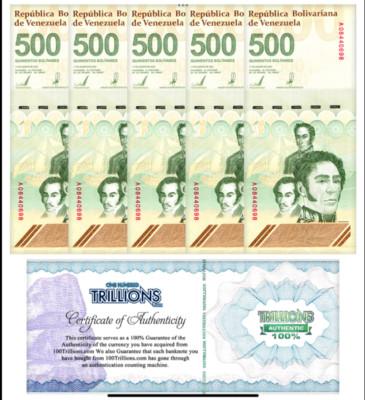 5 x VENEZUELA 500 DIGITALES banknotes 2023 / 2024 New Release.. IN ...