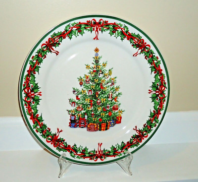 Christmas Salad Plate Christopher Radko Holiday Celebrations Green Trim ...