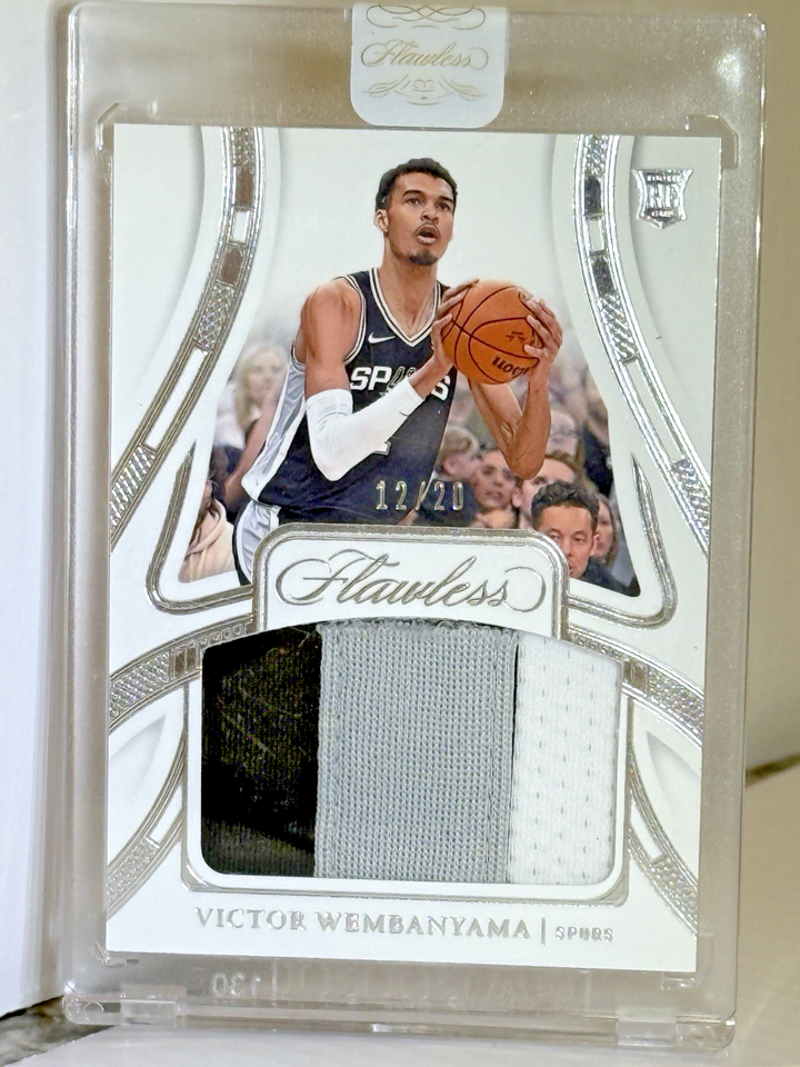 2023-24 Panini Flawless Victor Wembanyama 3 Color Game Worn/Used Patch ...