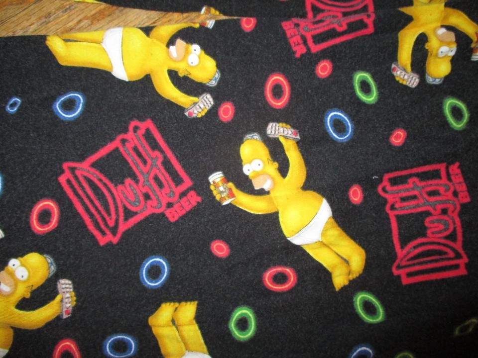 vtg SIMPSONS DUFF BEER PAJAMA PANTS Lounge Homer TV Remote Control Neon ...