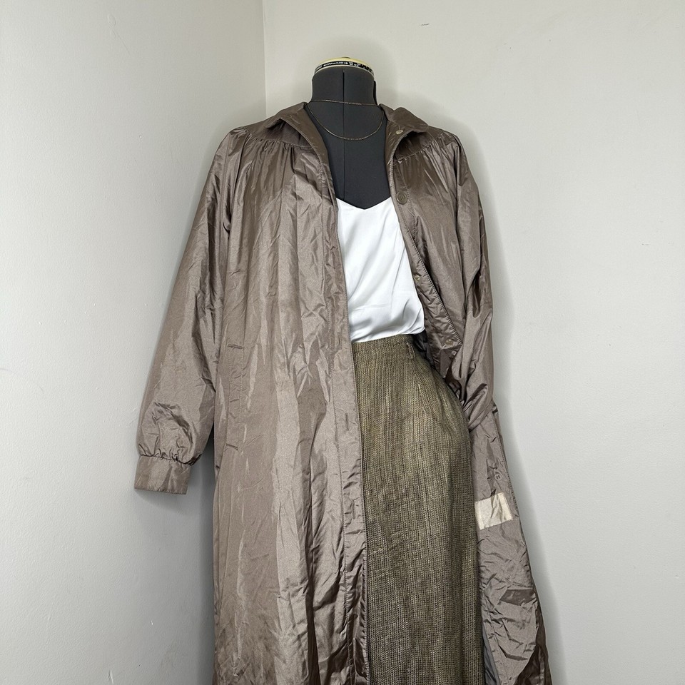 TG Uzzi Womens Overcoat Size 10 Large 44" Beige Tan Trench Coat ...