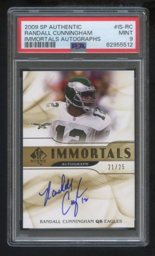 PSA 9 RANDALL CUNNINGHAM 2009 SP AUTHENTIC IMMORTALS AUTOGRAPH #ED 21/ ...