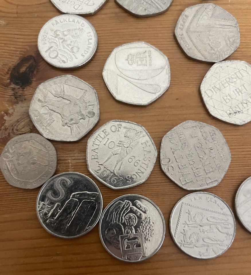 Joblot Mixed Coins 50p 20p and 10p Coins Circulated Good Condition ...