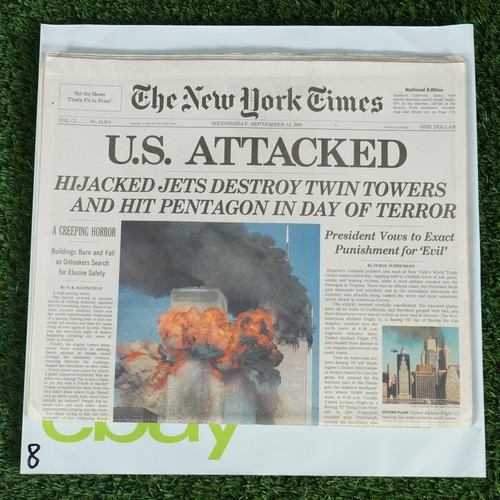 VERY NICE, UNCIRCULATED SEPTEMBER 12, 2001 NEW YORK TIMES NEWSPAPER (9/ ...