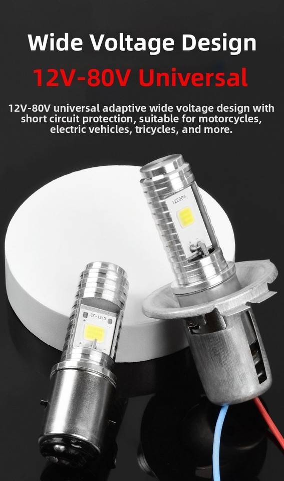 LED Headlight H4 BA20D H6 with Super Bright Output for Motorcycle ...