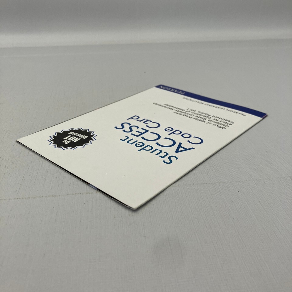 Student Access Code Card for Operation of Wastewater Treatment Plants ...