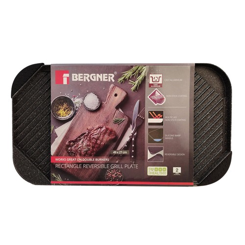 Bergner Grill Lovers 49cm Rectangular Aluminium Grill Pan Non-Stick ...
