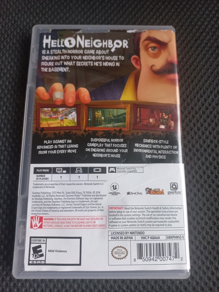 Hello Neighbor: Nintendo Switch Game (Reprinted Cover) Tense Comedy Stealth Game | eBay
