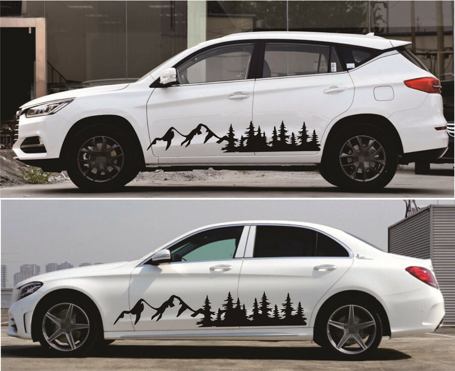 Tree Mountain Car Decal Forest Vinyl Graphic for Camper RV Trailer ...