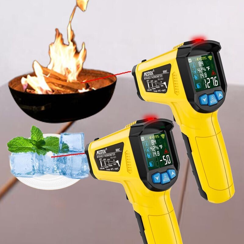 800C Digital Infrared Thermometer -50-800℃ Temperature Meter Emissivity ...