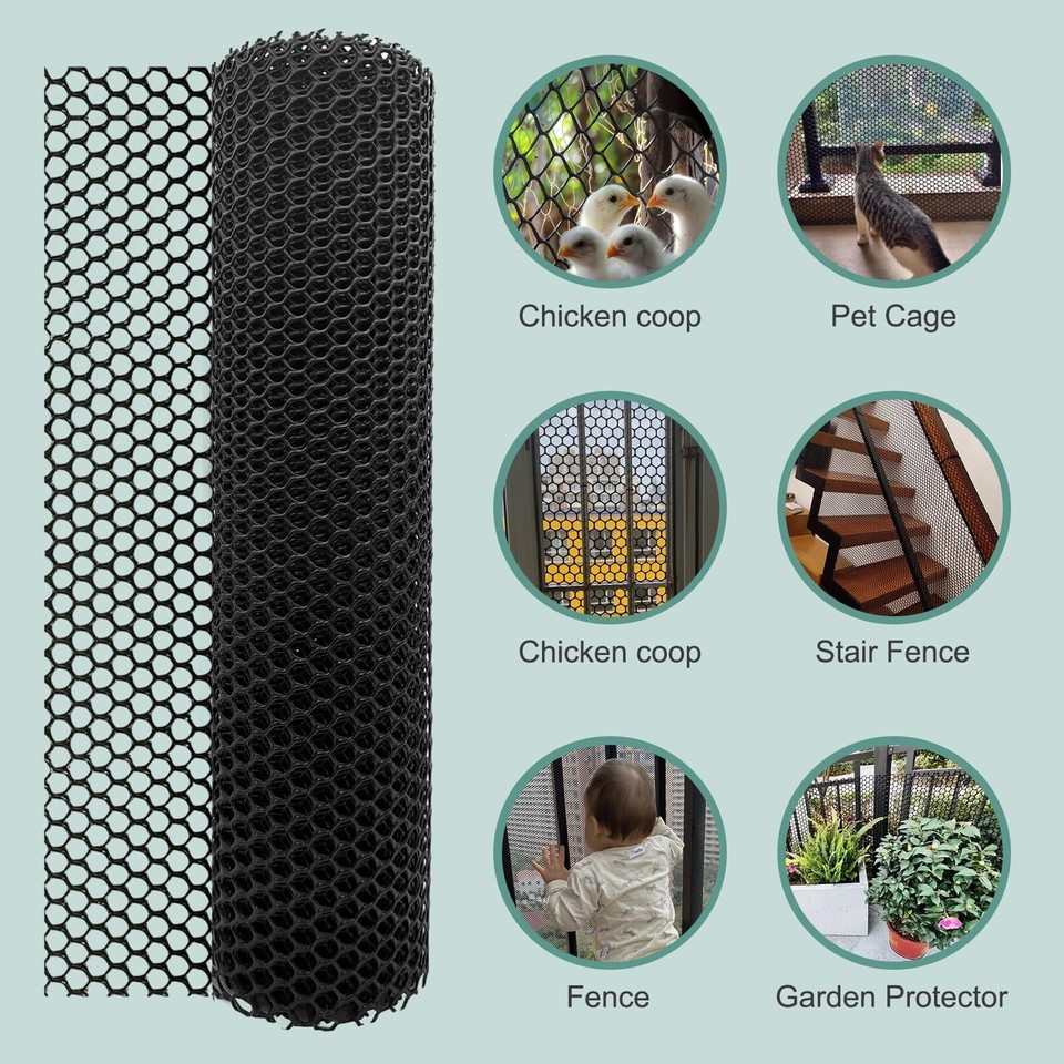 Chicken Plastic Wire Fencing Mesh - Heavy-Duty Plastic Chicken Black ...