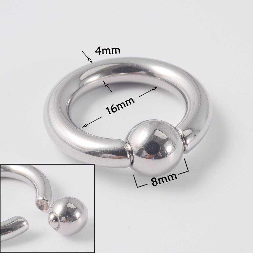 4PC Easy Fit Large Gauge BCR 3-12mm Heavy CBR Ball Closure Ring PA ...