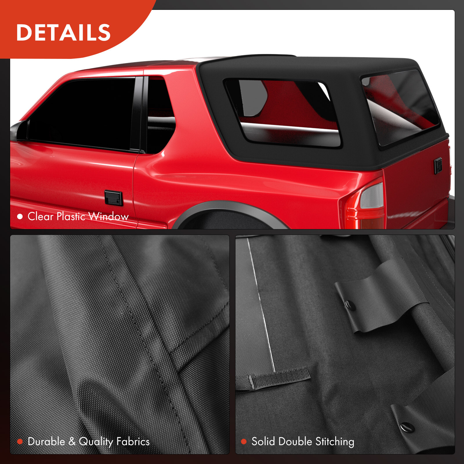 Black Convertible Soft Top w/ Clear Plastic Window for Isuzu Amigo 98 ...