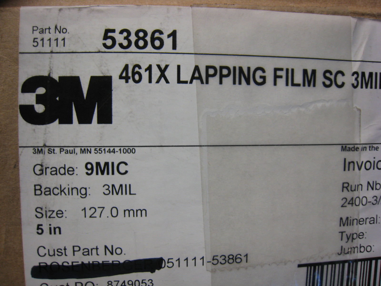 3M # 53861 Lapping Film 461X 9 MICRON 50 DISCS 5inch S/C Made USA | eBay
