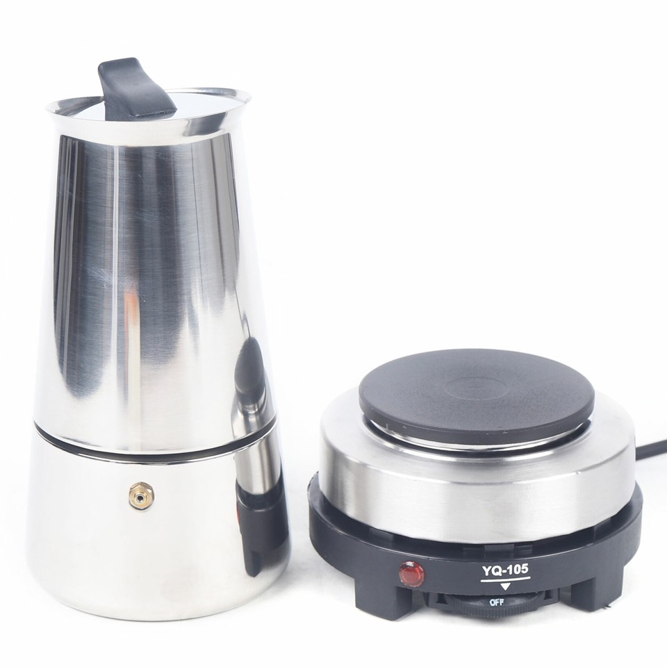 Electric Stovetop Espresso Maker Greca Coffee Maker Moka Pot Stainless ...