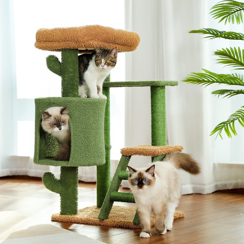 Kitty Cactus Cat Tree Scratching Tree Post Tower Cats Scratcher Pole ...