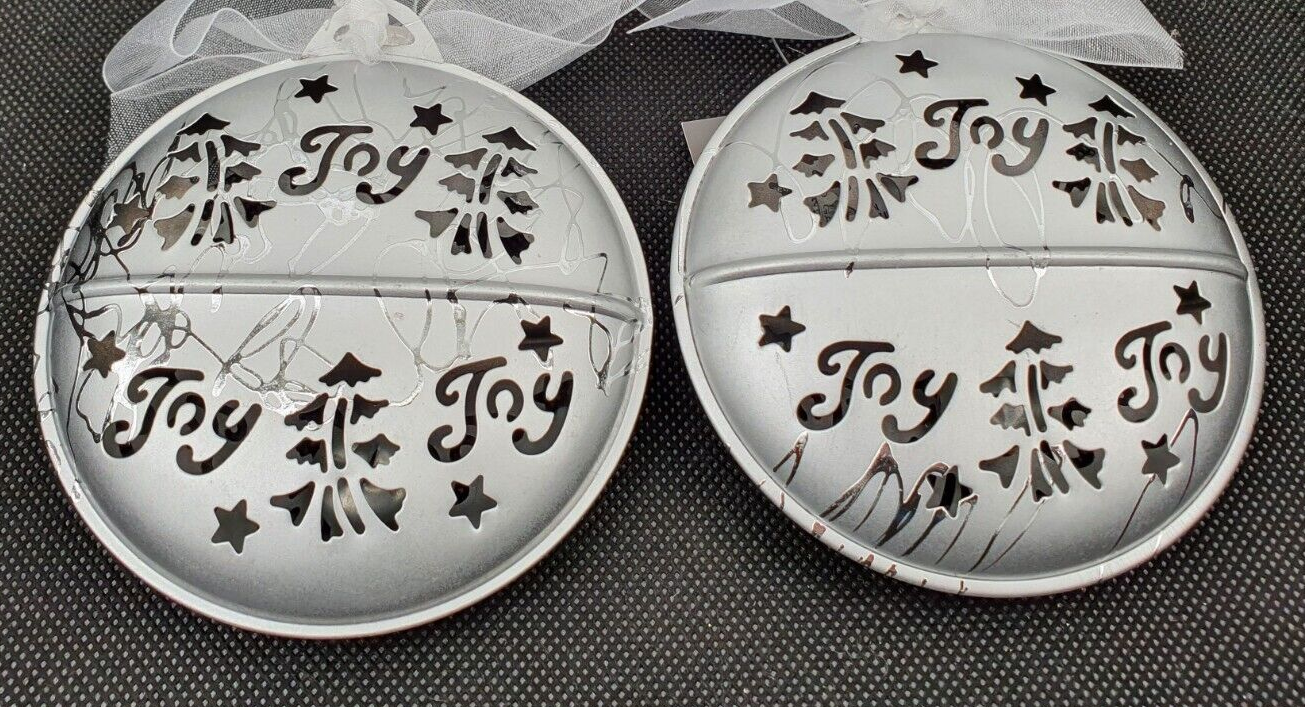 Set of 3 Christmas Tree Decoration Ornament - Metal Joy Bauble 10cm | eBay