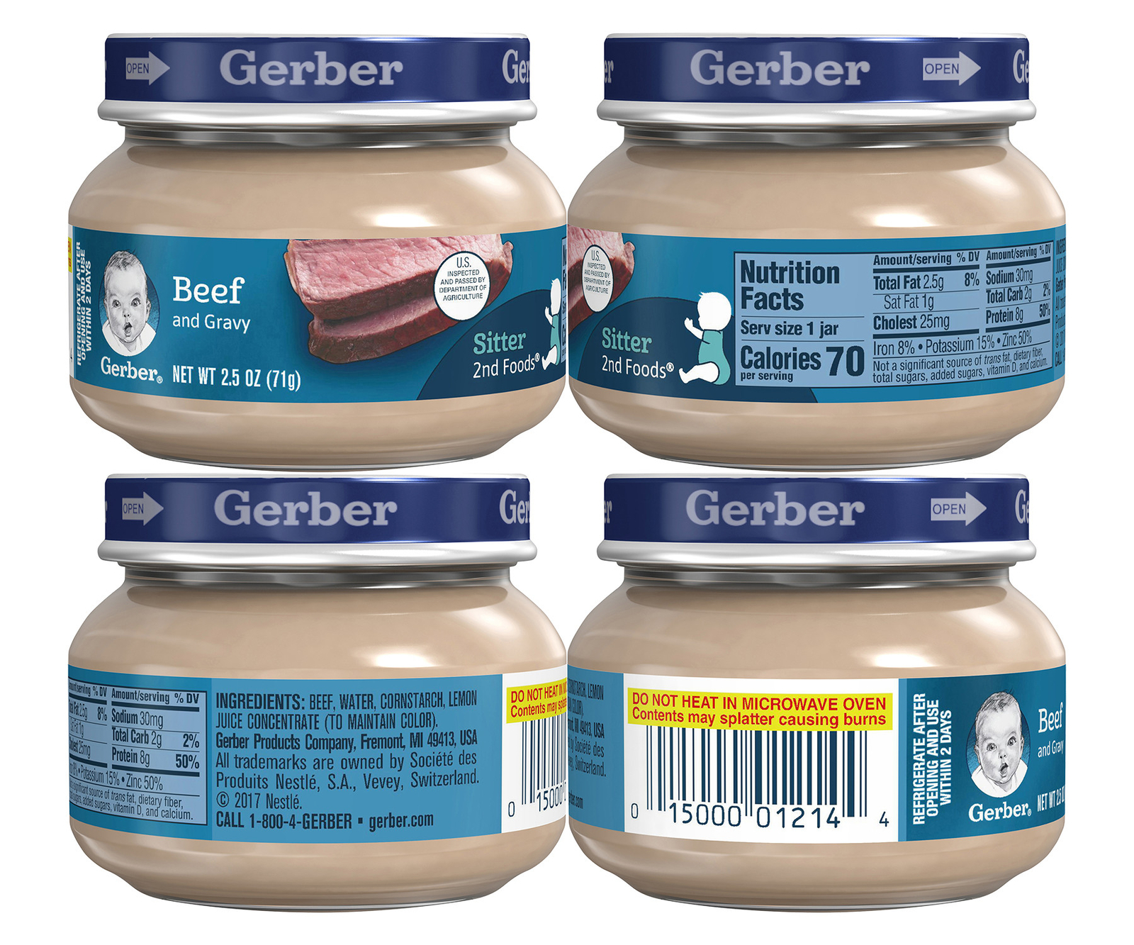 Gerber 2nd Foods Gravy Jars Variety Pack 6 Beef and 6 Chicken - 12 Ct ...