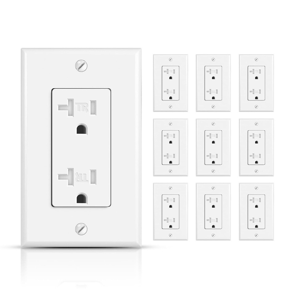 TOPELER Decorator Receptacle Outlet with Wall Plate, 20A Tamper ...