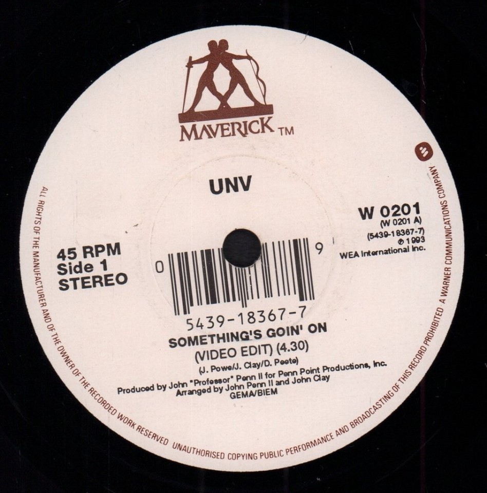 Unv Something's Goin' On 7" vinyl UK Maverick 1993 pic sleeve has promo ...