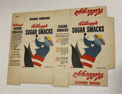 1950s KELLOGGS SUGAR SMACKS "Smaxey the Seal" Single Serving CEREAL BOX ...