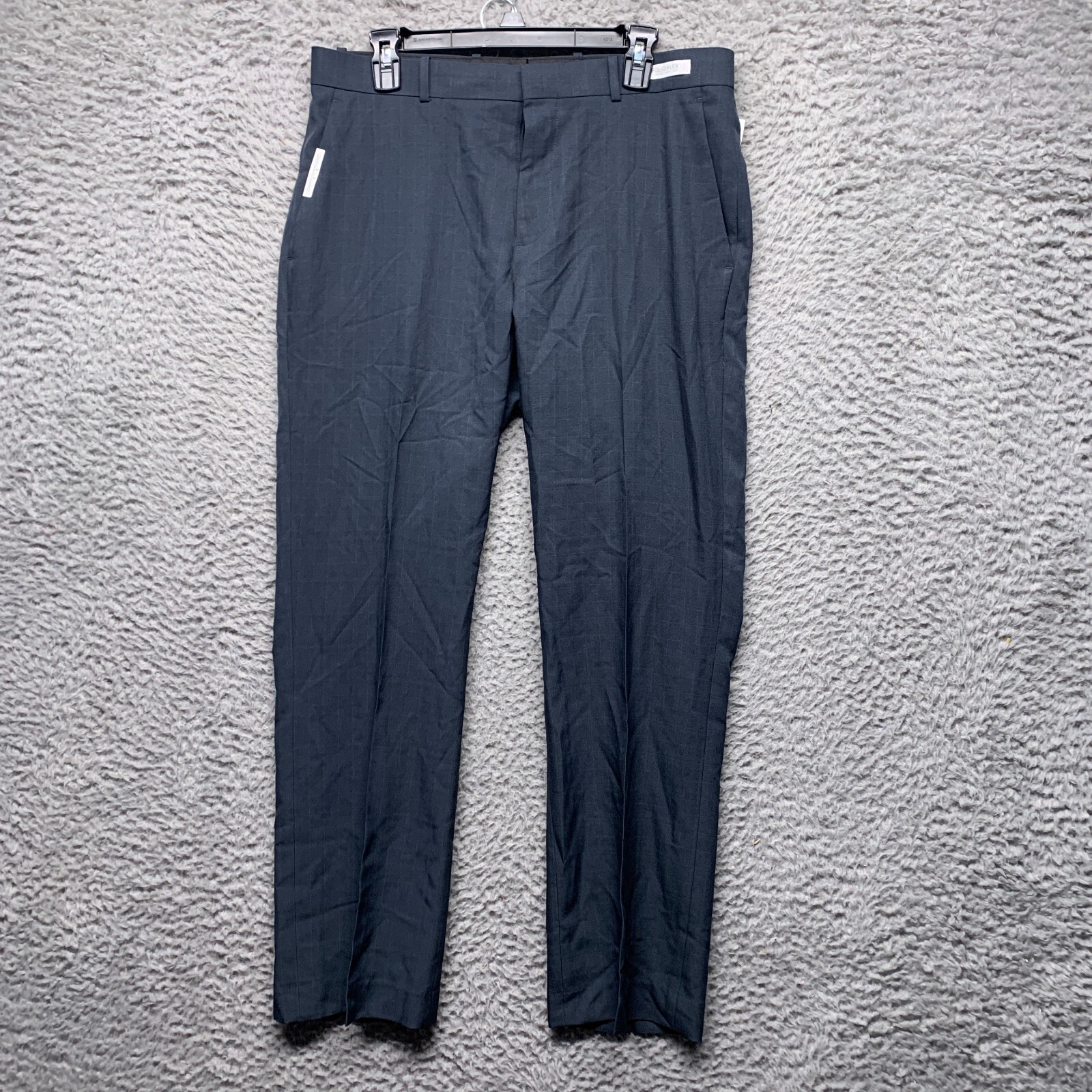 Perry Ellis Pants Mens 32 30 Black Plaid Dress Flat Front Casual Modern ...