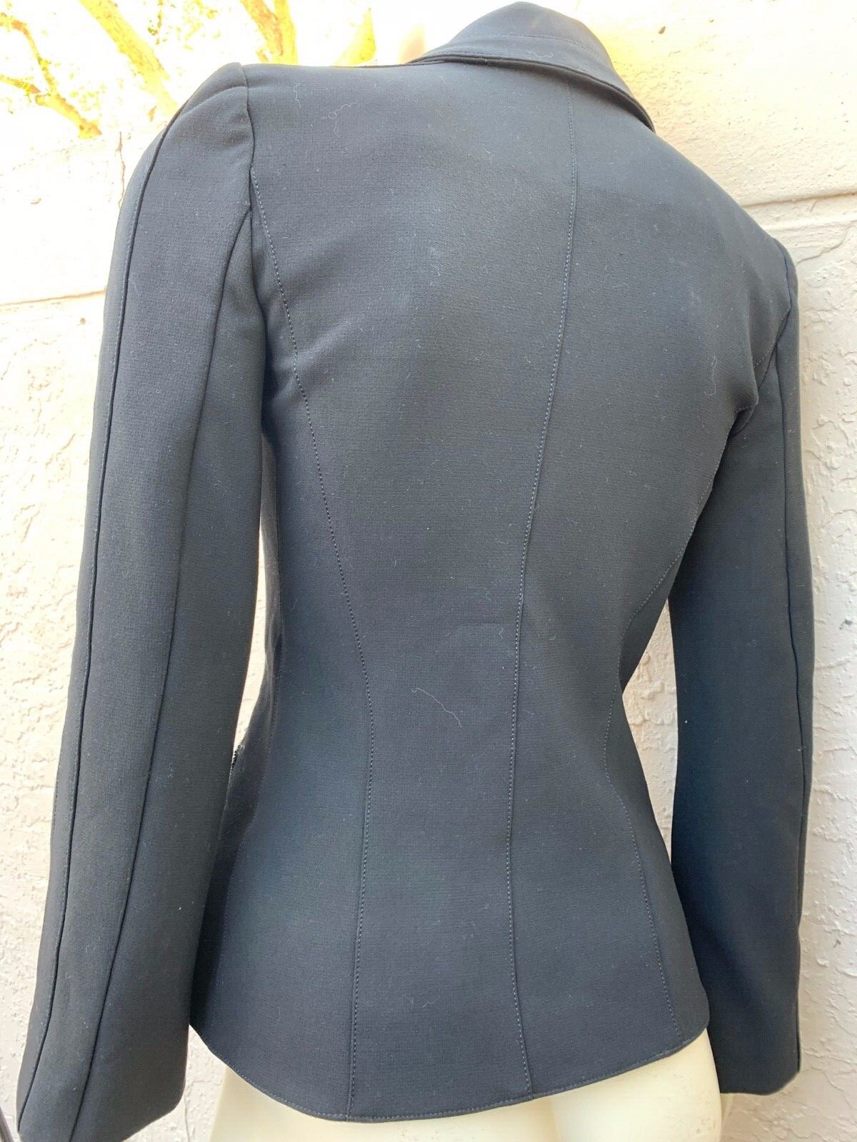 IKITO FRANCE GORGEOUS FITTED WOOL BLEND BLACK JACKET W/ FLORAL POCKET ...