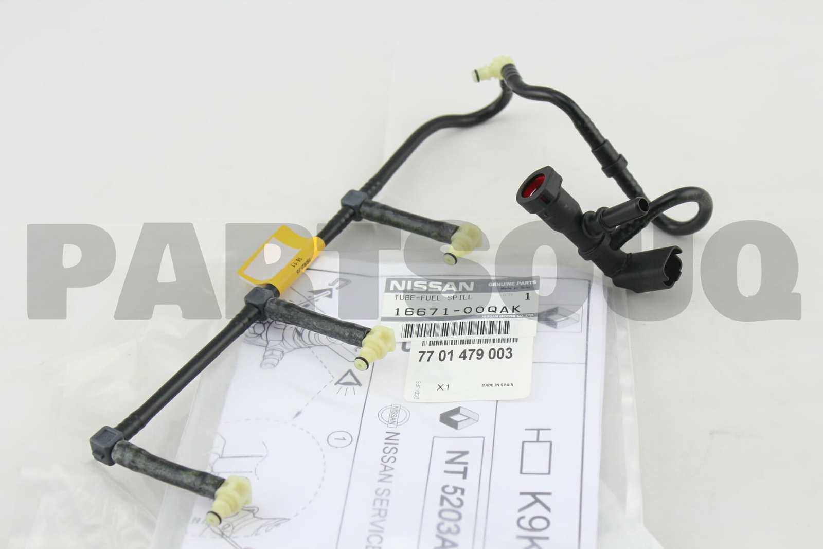 16671-00qak+Nissan+Tube+Assy-fuel+Spill+1667100QAK+Genuine+OEM+Part for ...