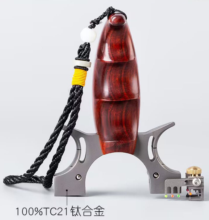 Titanium Alloy Slingshot Redwood Handle Hunting Flat Rubber Band ...