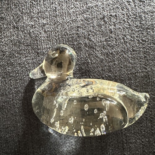 Art Glass Handblown Clear Bullicante Bird Duck Paperweight Controlled ...