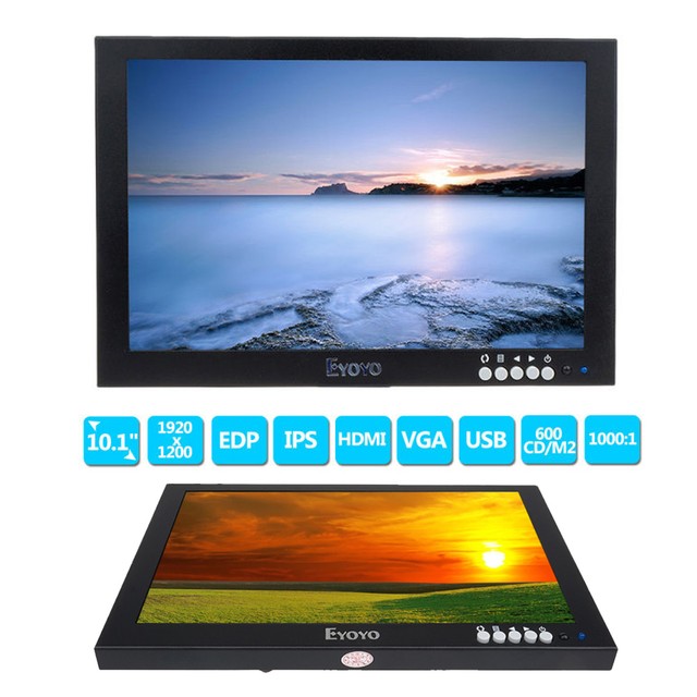 Eyoyo 10 Inch IPS LCD HDMI Monitor 1920x1200 Full HD HDMI/BNC/VGA/USB ...