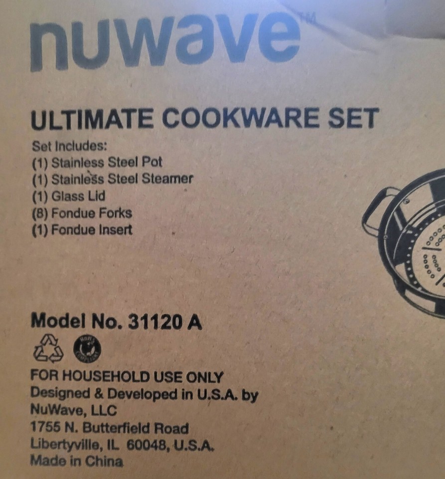 NUWAVE induction cooktop ULTIMATE COOKWARE SET MODEL NO. 31120A - NEW ...