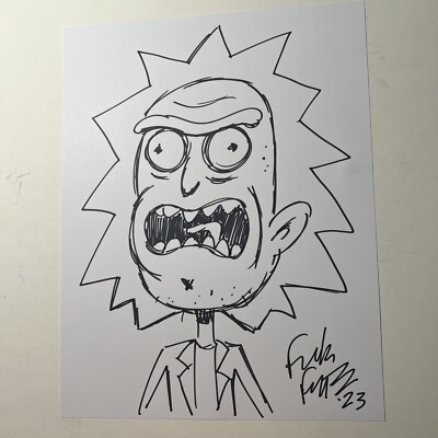 Original Art Rick & Morty Rick Sanchez Original Drawing By Frank Forte ...