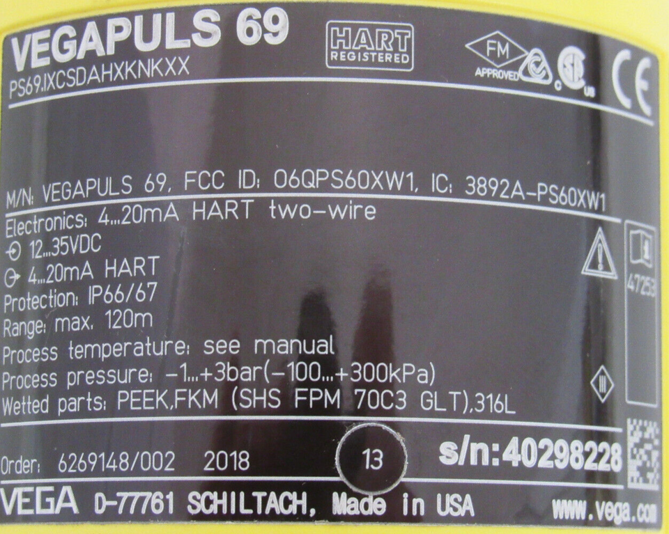 NEW VEGA VEGAPULS69 RADAR SENSOR PS69.IXCSDAHXKNKXX | eBay