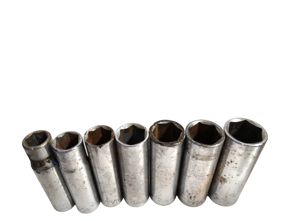 VINTAGE CRAFTSMAN USA 1/2'' Drive Deep Well 6 Point Socket Set Of 7 | eBay