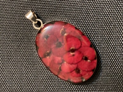 STERLING SILVER RED POPPY FLOWERS PENDANT CHARM | eBay
