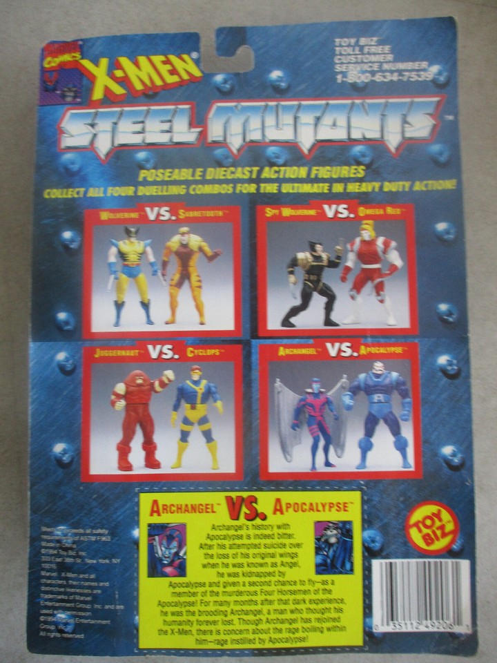 SEALED MOC 1994 X-MEN STEEL MUTANTS APOCALYPSE VS ARCHANGEL 3" FIGURE ...