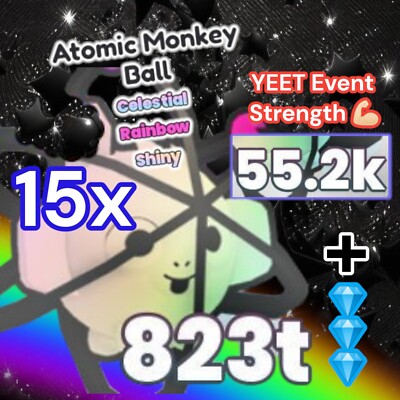 15x Shiny Rainbow Atomic Monkey Ball + 5 Millions Diamonds. PS99. YEET Event | eBay