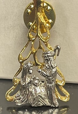 Nativity Scene Goldtone & Silvertone Lapel Pin-Christmas-Mary-Joseph ...