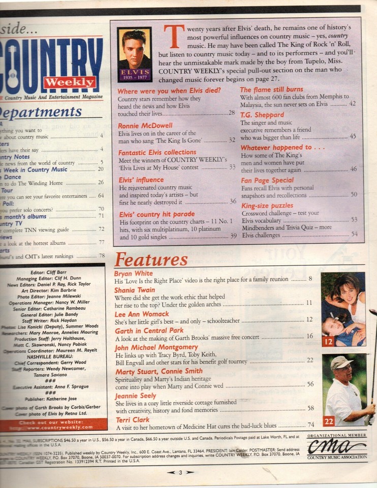 Country Weekly Magazine August 12 1997 Garth Brooks Terri Clark Lee Ann ...